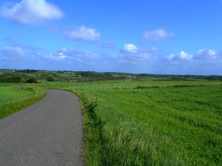 Countryside with Rural Road Stock Image - Image of fields, denmark: 460955