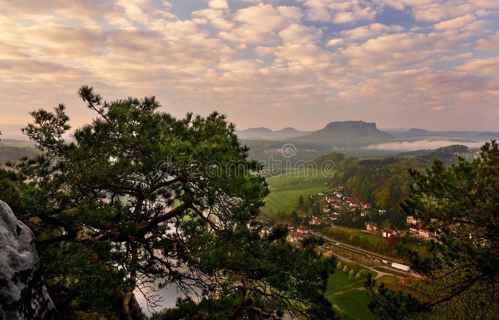 Countryside in saxony stock photo. Image of mountains - 113760930