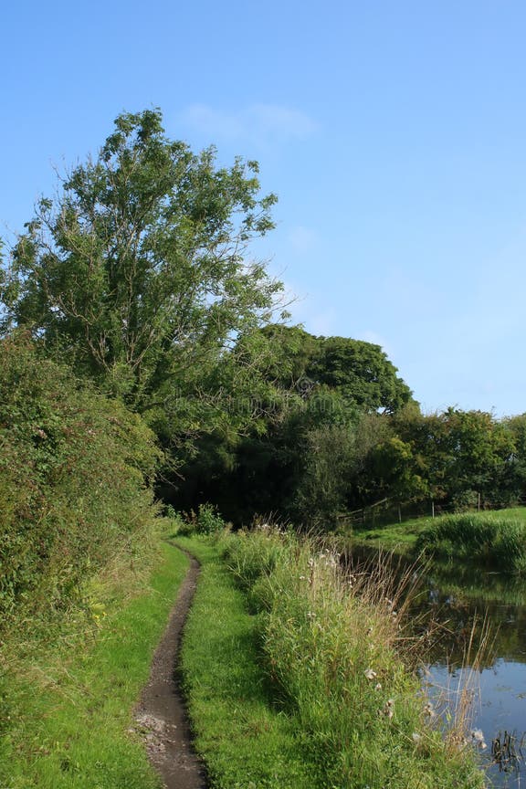 Countryside Scene, Footpath by Side of Canal Stock Photo - Image of ...