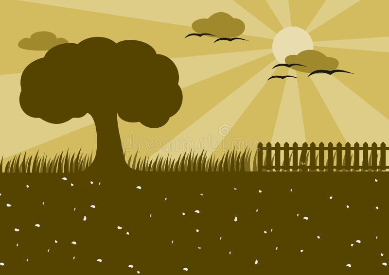 Countryside Silhouette stock illustration. Illustration of sepia - 9146903
