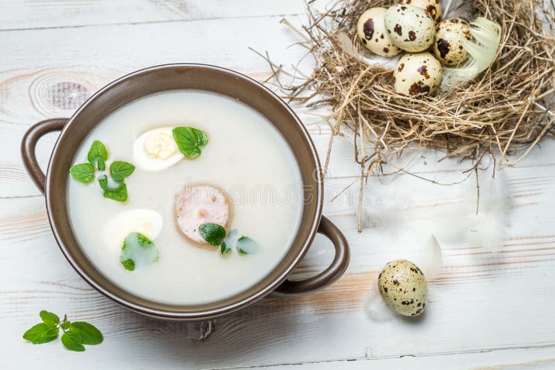 Countryside Sour Soup with Quail Eggs Stock Photo - Image of abundance ...