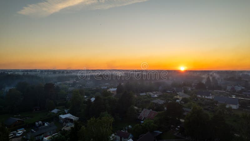 Countryside Sunset Smoke Holiday Fires Visible Everywhere Stock Photos ...