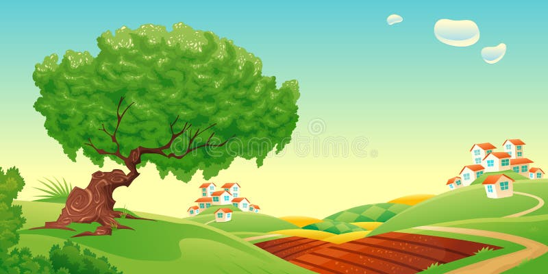 Countryside. stock vector. Illustration of grass, foliage - 31001457