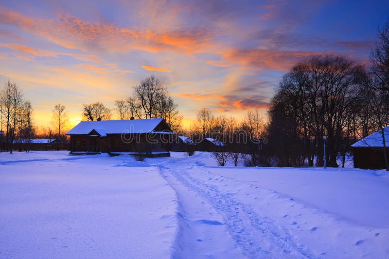 Winter Rural Road and Trees in Snow Stock Image - Image of nature ...