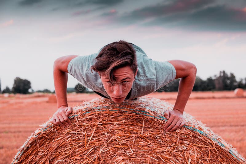 Countryside Workout at Sunset Hight Contrast Style Image Stock Image ...