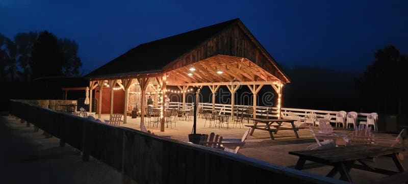 County Barn with Stage Lit at Night Editorial Photo - Image of blue ...