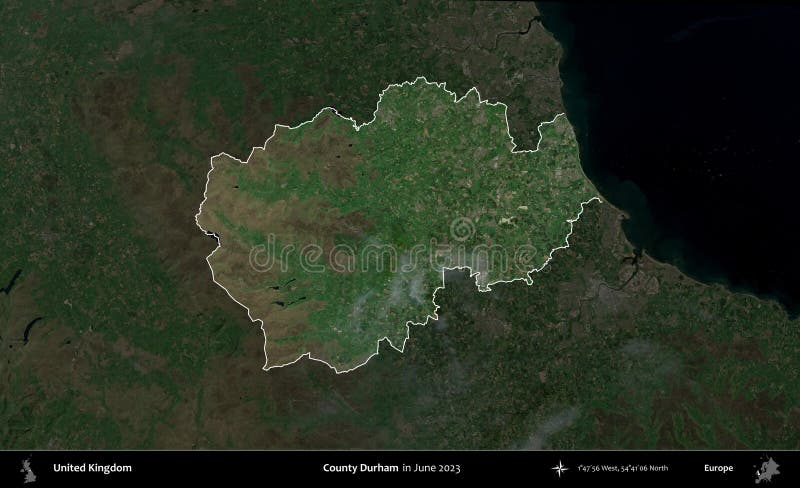 County Durham Highlighted, United Kingdom. Sentinel. June 2023 Stock ...