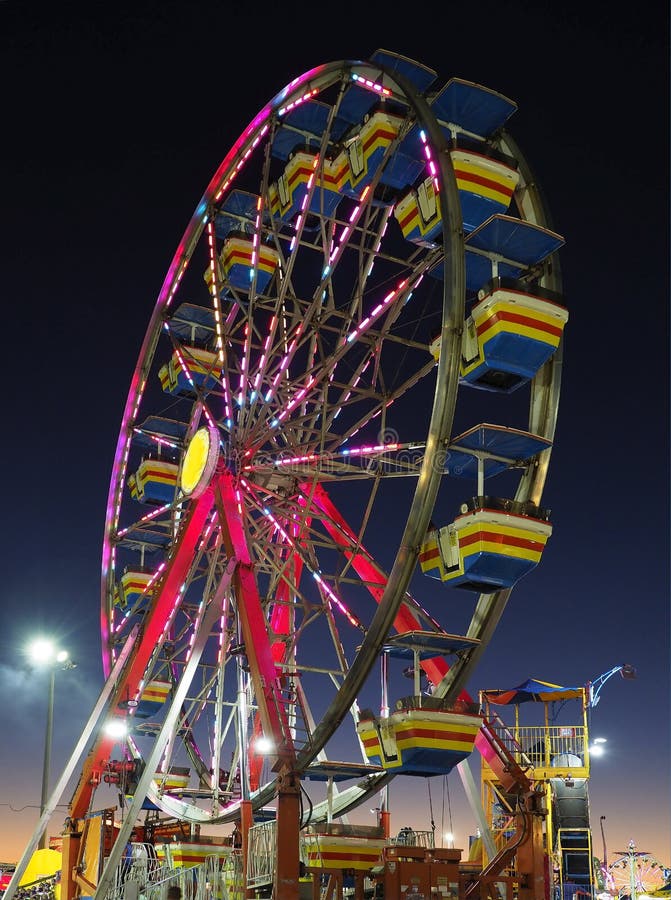 The County Fair Ferris Wheel at Night Stock Image - Image of blue ...