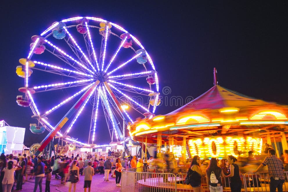 County Fair at Night with Ferris Wheel Editorial Photo - Image of fall ...