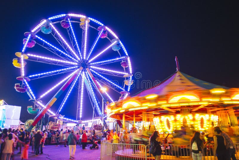 County Fair at Night with Ferris Wheel Editorial Photo - Image of ...