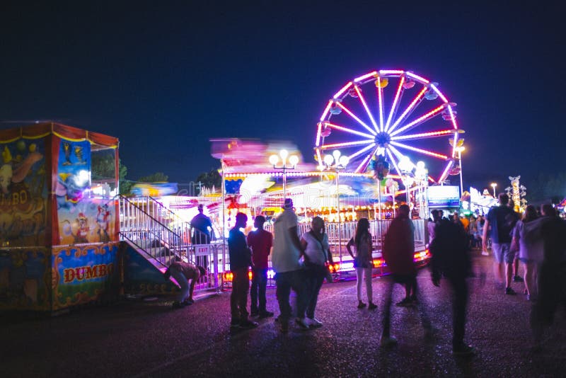 County Fair at Night with Ferris Wheel Editorial Image - Image of ...