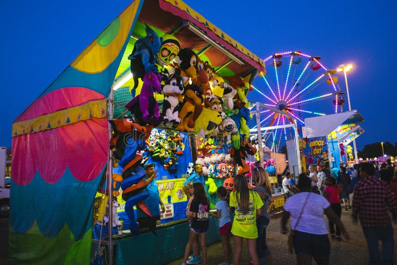 County Fair at Night Ferris Wheel on the Midway Stock Photo - Image of ...