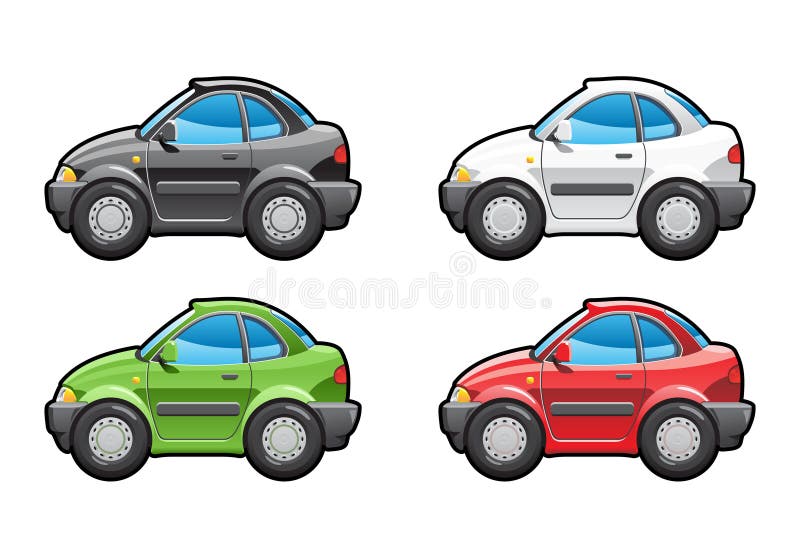 Set of Three Cars in Four Different Colors. Stock Vector - Illustration ...