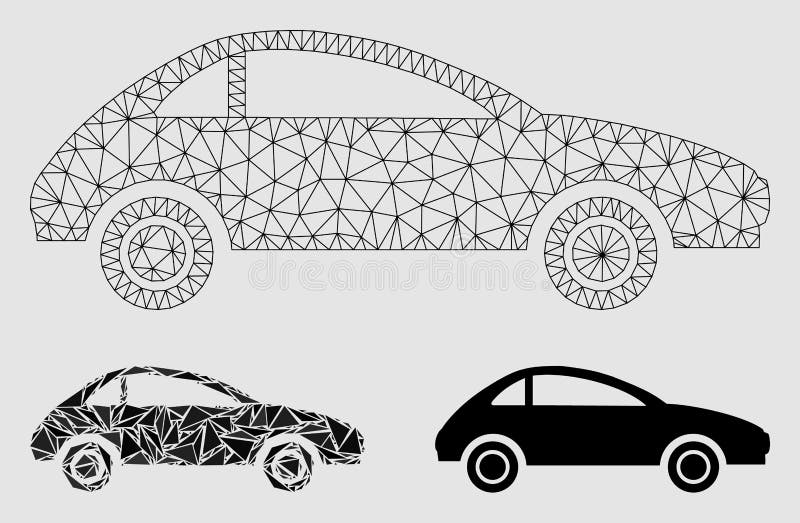 Coupe Car Vector Mesh Carcass Model and Triangle Mosaic Icon Stock ...
