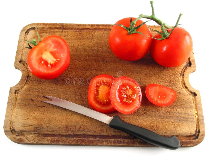 Couper En Tranches Des Tomates Image stock - Image du tasteful, plaque ...
