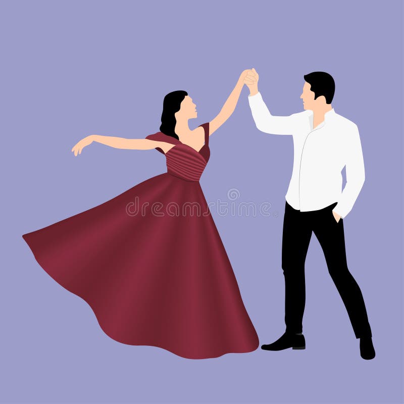 Vector Happy Couple Dancing Together Ballroom Dance Party Dating ...