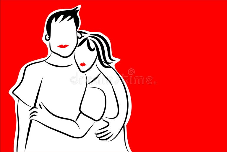 Couple Embrace Line Drawing Stock Illustrations – 692 Couple Embrace ...