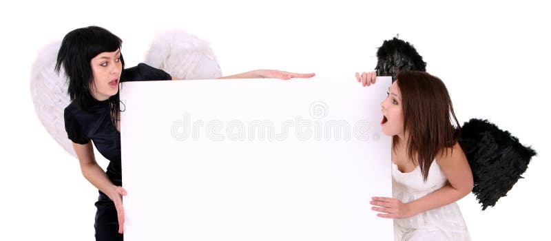 Couple of Angel with Banner. Stock Photo - Image of beautiful ...