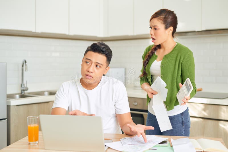 Couple Arguing about Budget Expenses Having Financial Problem Stock ...
