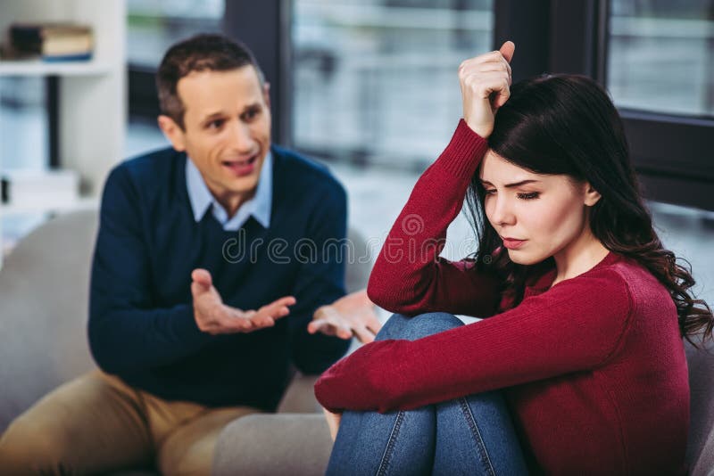 Couple Arguing with Each Other Stock Image - Image of sitting, shot ...