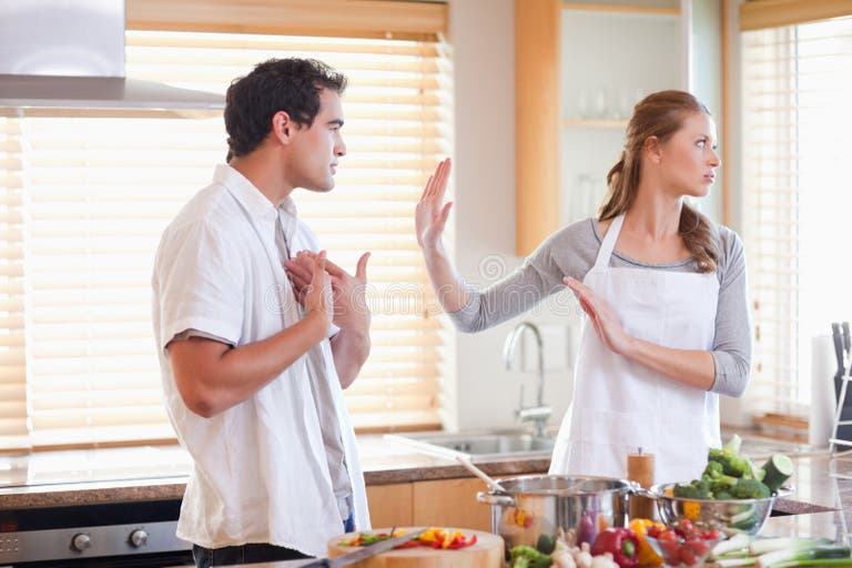 Couple Arguing in the Kitchen Stock Photo - Image of food, dinner: 22221414