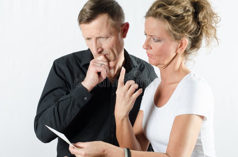 Couple Arguing about Money on Bill Stock Image - Image of ager, money ...