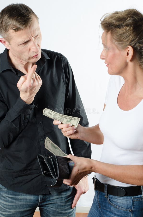 Couple Arguing about Money in Wallet Stock Photo - Image of argueing ...