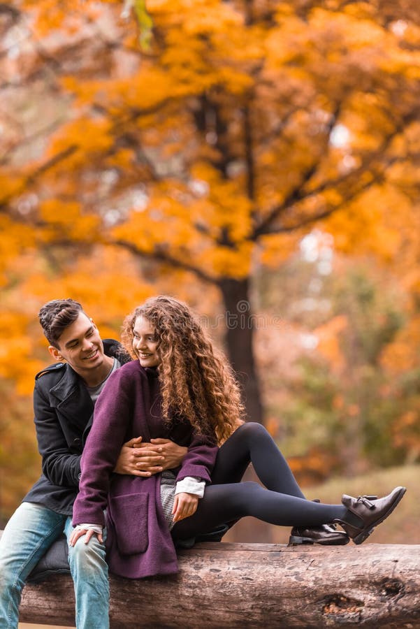 Couple on autumn walk stock image. Image of clothes, boyfriend - 61486067