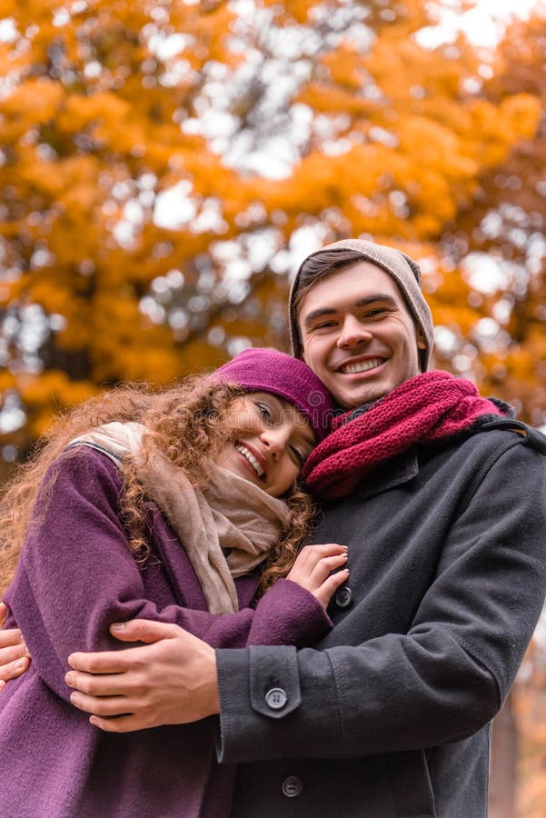 Couple on autumn walk stock image. Image of lovers, beautiful - 61486151