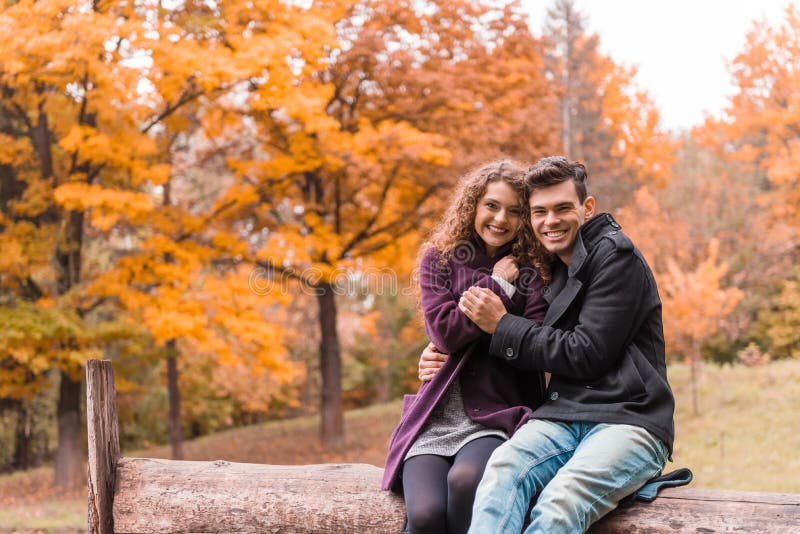 Couple on autumn walk stock photo. Image of family, autumn - 61486352