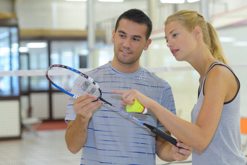 Couple with Badminton Rackets in Hands Stock Image - Image of playing ...