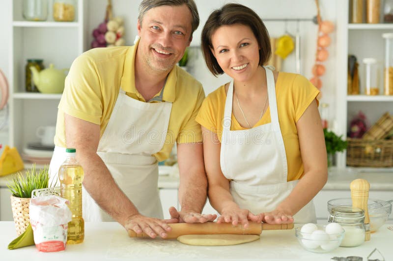 Couple Baking in the Kitchen at Home Stock Image - Image of cookery ...