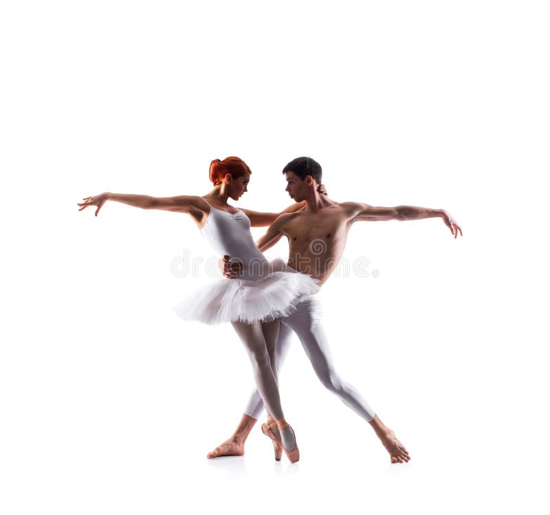 Couple of Ballet Dancers Isolated on White Stock Image - Image of ...
