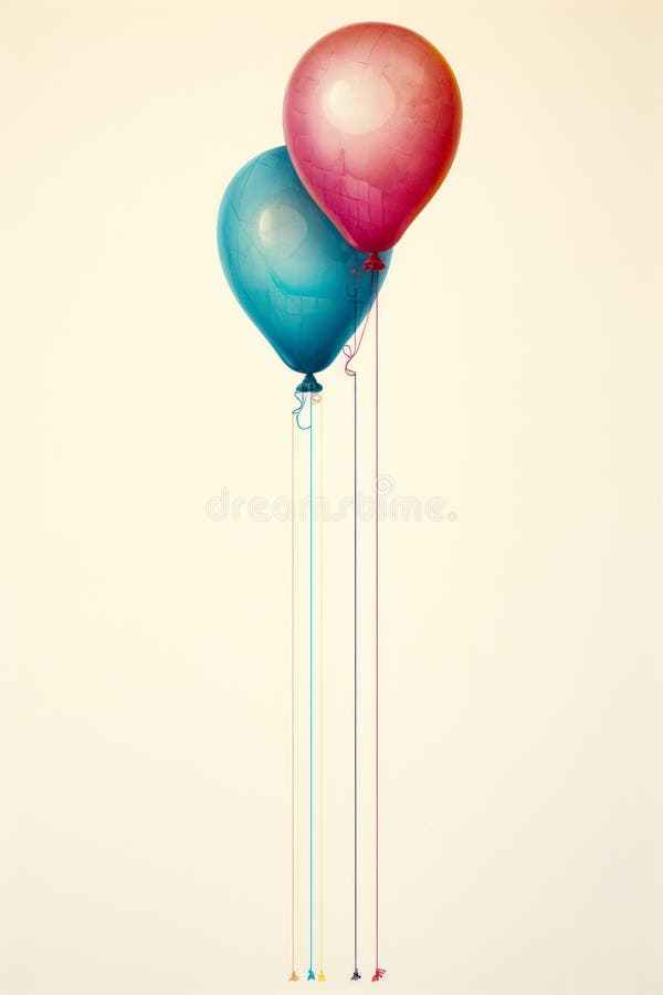 Couple of Balloons Floating in the Air with String Attached. Generative ...