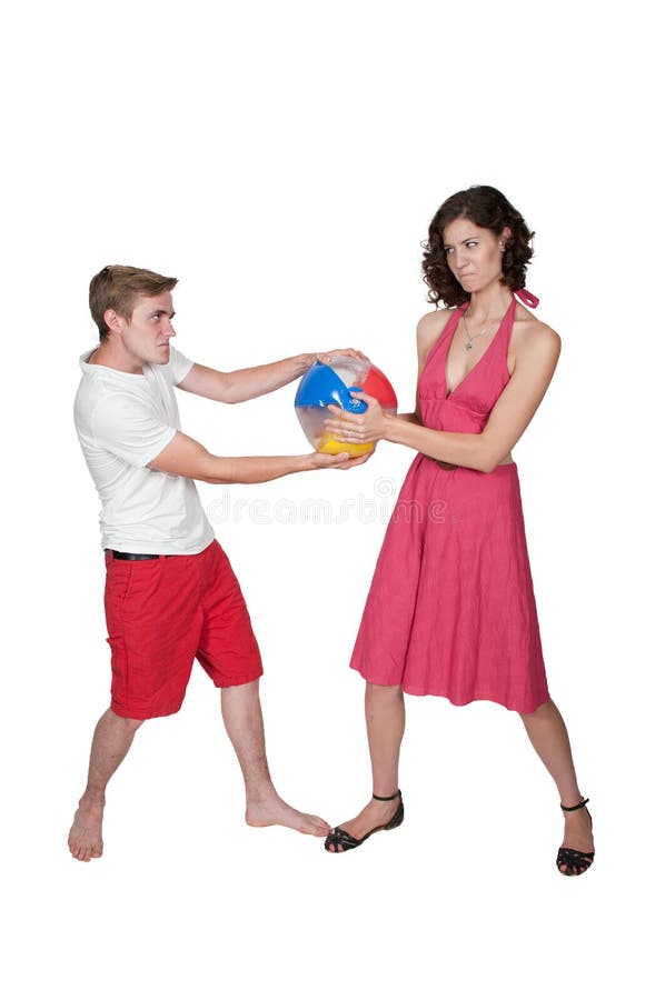 Couple with Beach Ball stock image. Image of play, boyfriend - 59579467