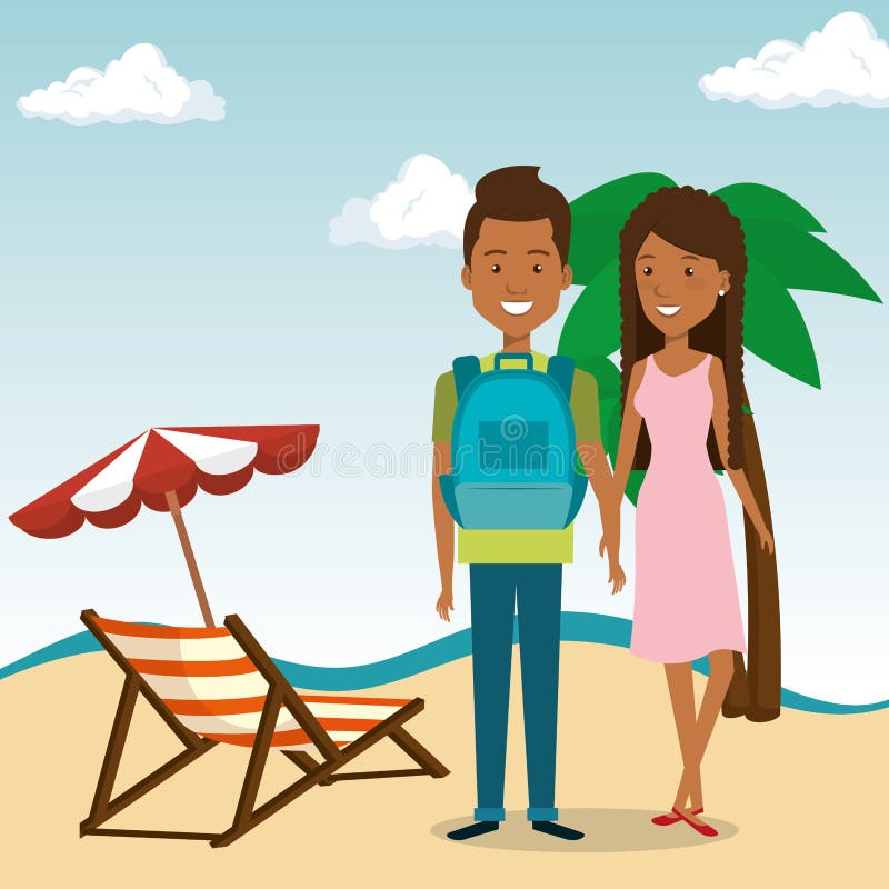 Couple in the Beach Characters Stock Vector - Illustration of character ...