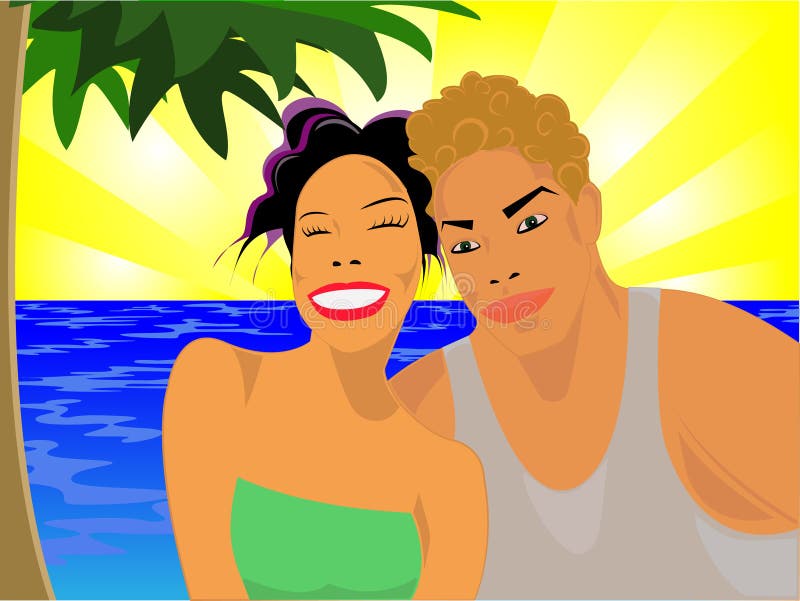 Laughing Beach Couple Stock Illustrations – 508 Laughing Beach Couple ...
