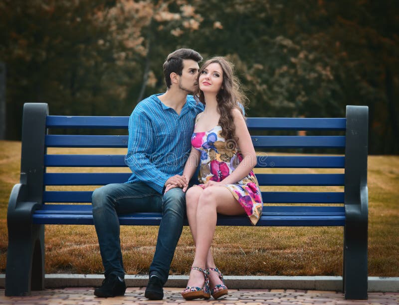 Couple on the bench stock image. Image of expressive - 60841171