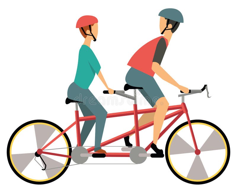 Couple in bicycle tandem stock vector. Illustration of ride - 244833995