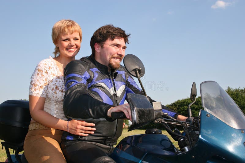 Couple on bike stock image. Image of outdoor, female, motorbike - 960083