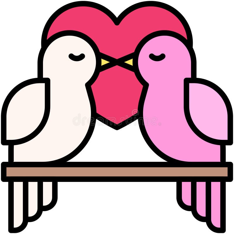 Couple Bird Icon, Love and Heart Vector Stock Vector - Illustration of ...