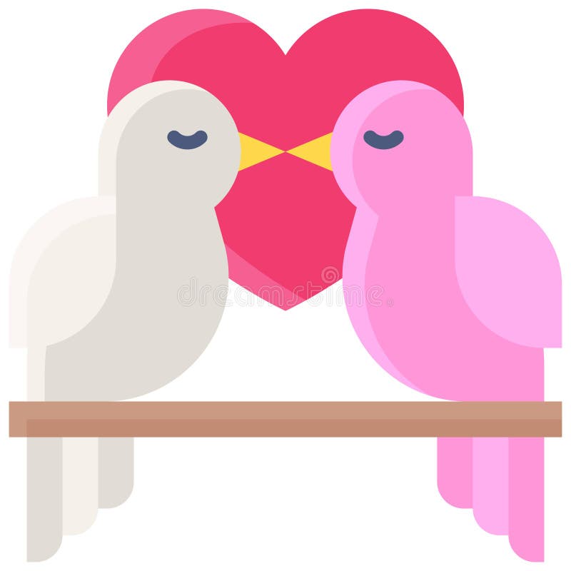Couple Bird Icon, Love and Heart Vector Stock Vector - Illustration of ...