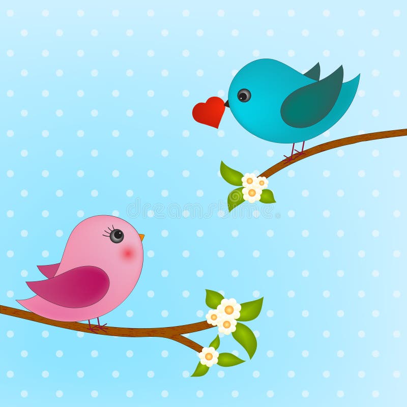 Couple birds in love stock vector. Illustration of tree - 124938236