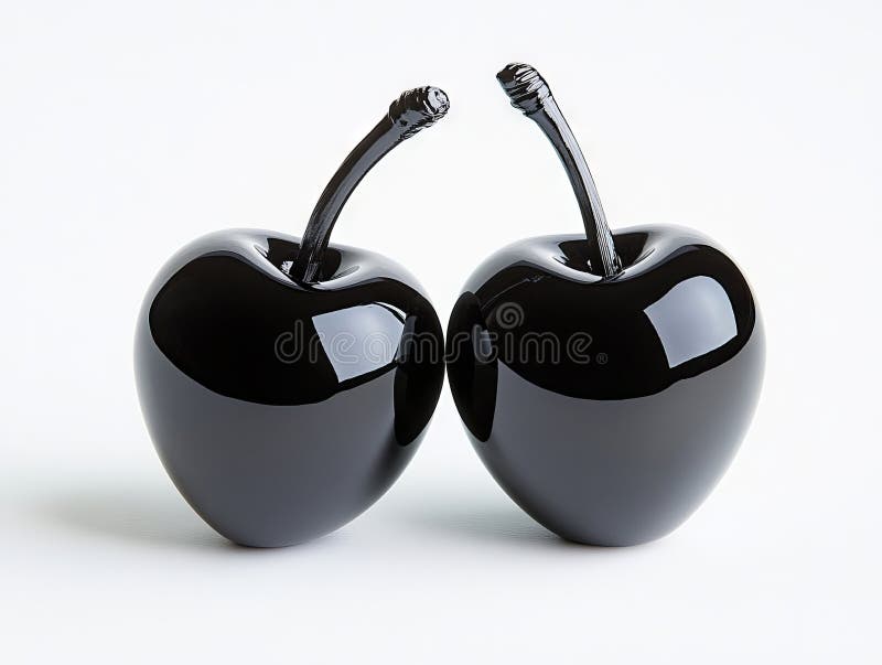A Couple of Black Cherries Sitting Next To Each Other on a White ...