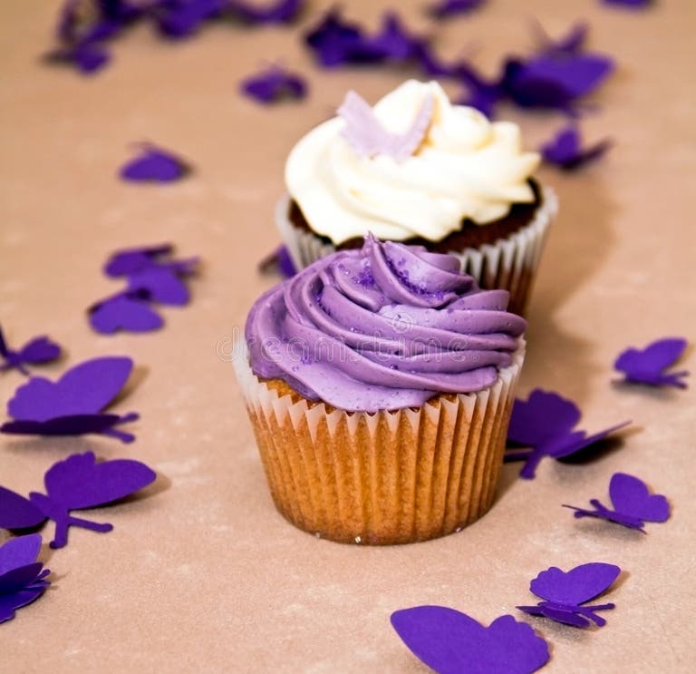 Couple of Blueberry and Chocolate Cupcakes Stock Image - Image of ...