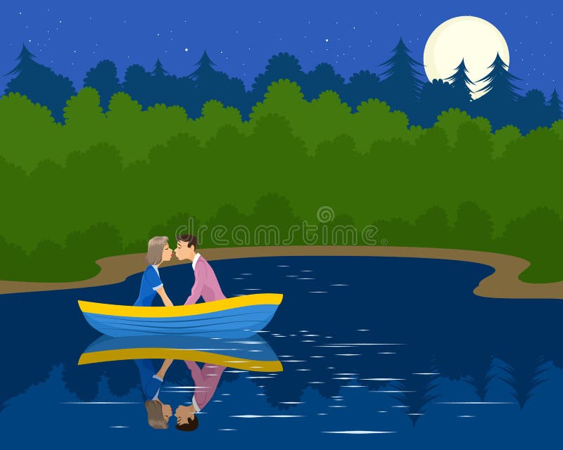 Couple in the boat stock vector. Illustration of happy - 58390183
