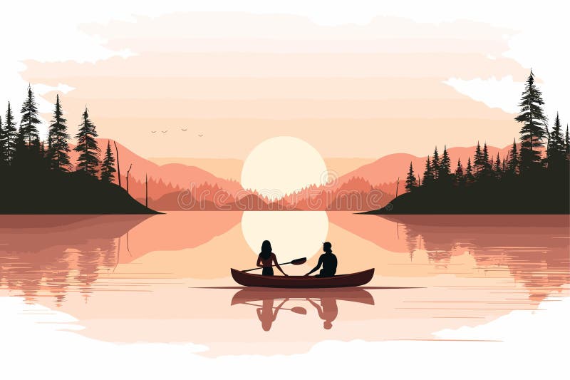 Couple Boating on a Quiet Lake Vector Flat Isolated Illustration Stock ...