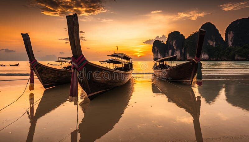A Couple of Boats Sitting on Top of a Beach Next To the Ocean Stock ... A Couple of Boats Sitting on Top of a Beach Next To the Ocean Stock ...