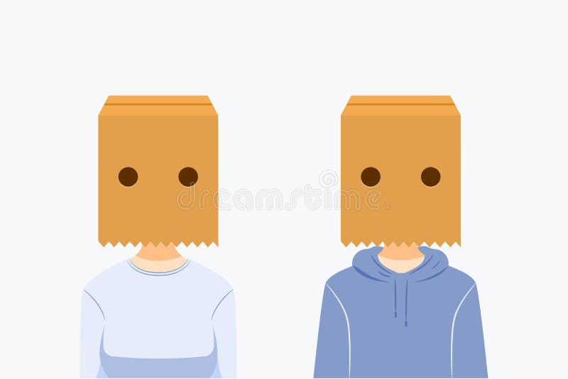 A Couple with Box on the Head. Isolated Vector Illustration Stock ...