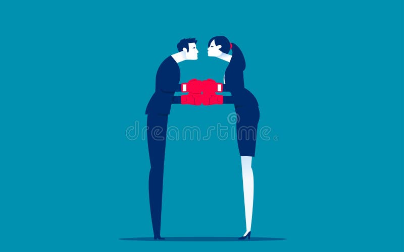 Couple in a Boxing Match. Business Fighting Vector Illustration Concept ...